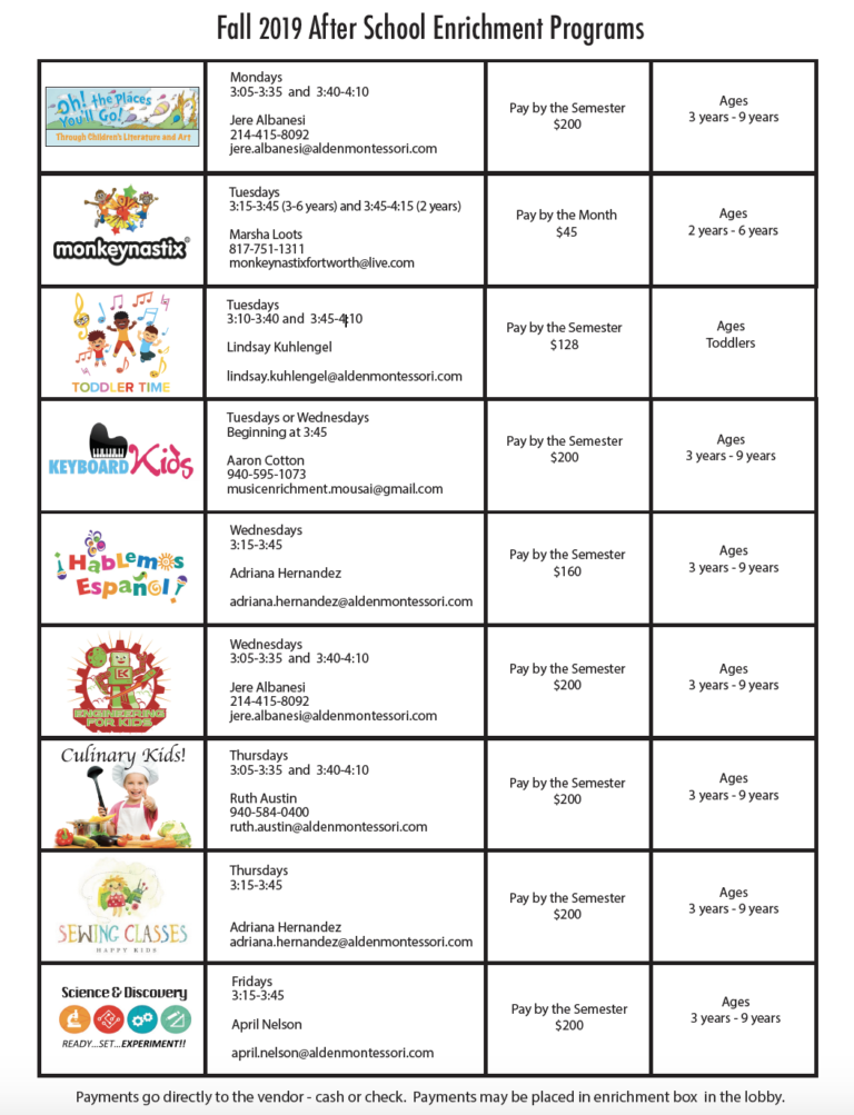 After School Enrichment Program Alden Montessori School After School Enrichment Program Alden Montessori School